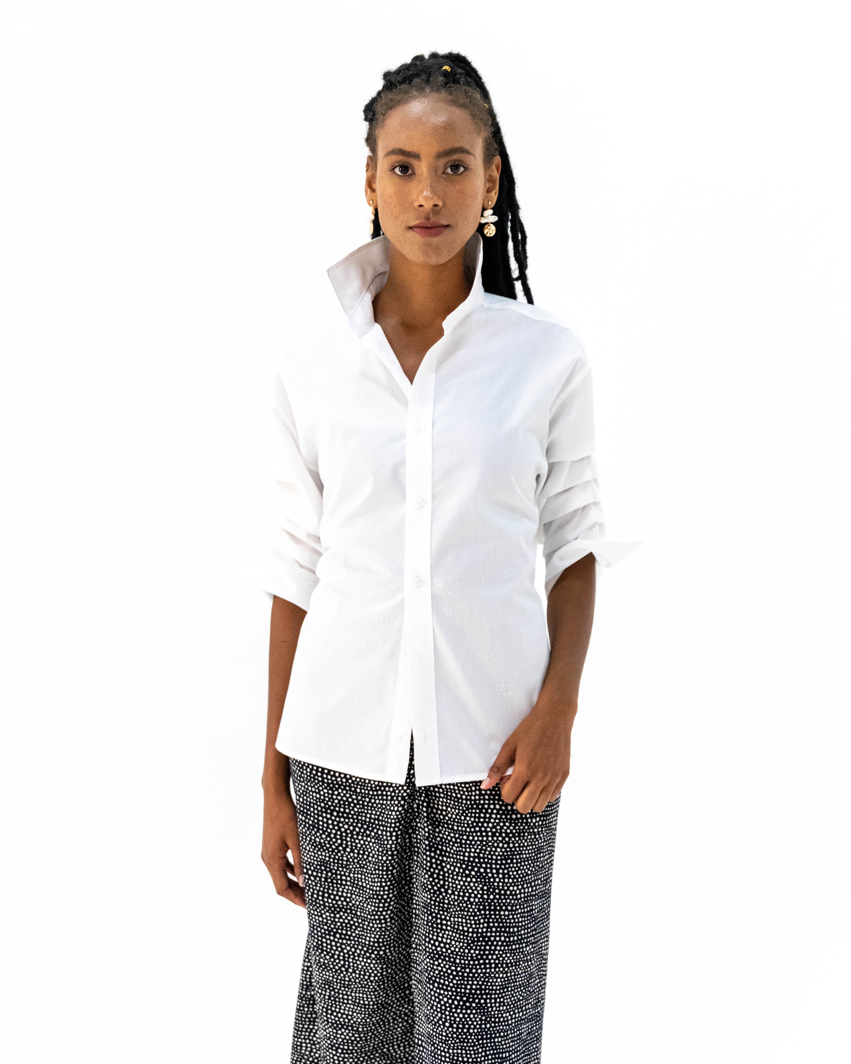 Tuck Sleeve Shirt White – Butterscotch Castle
